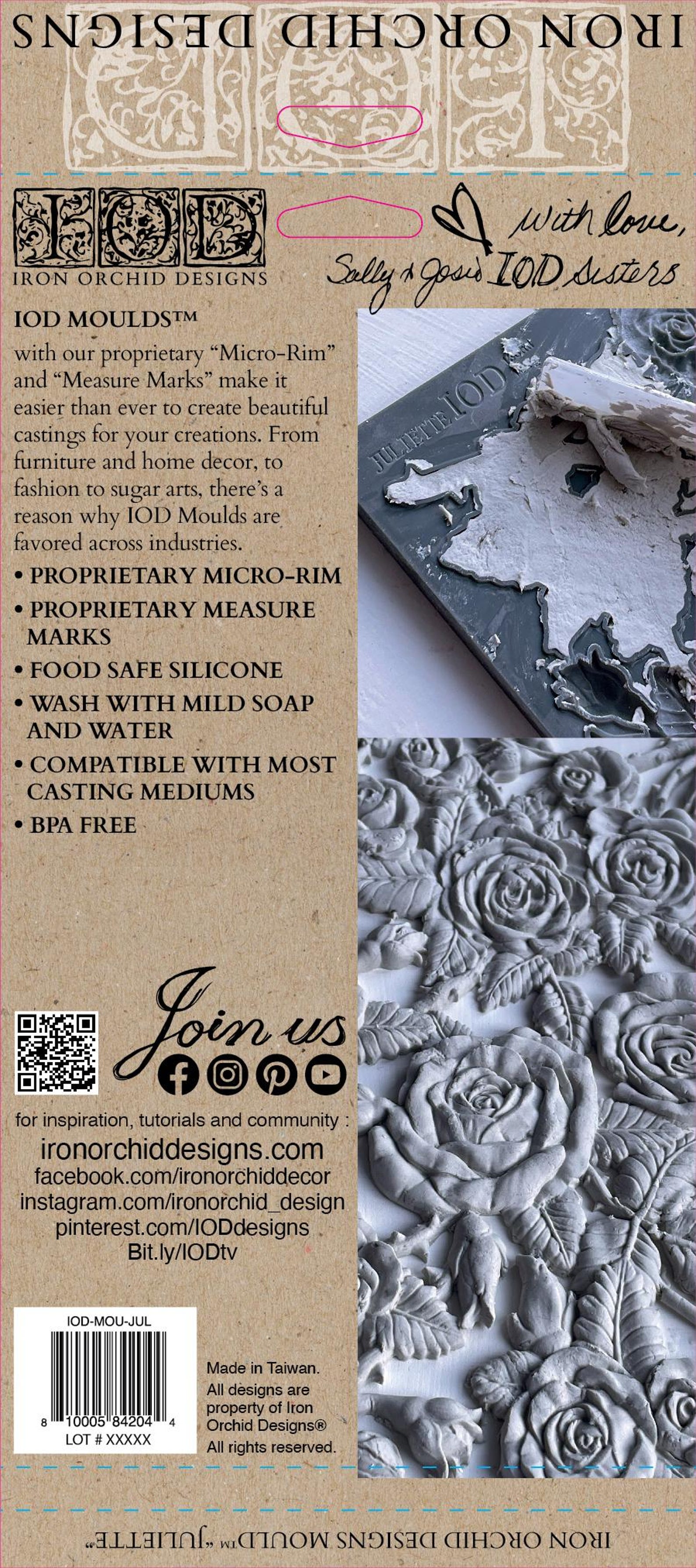 IOD Juliette 6x10 Decor Mould Label Moulds Use With Clay or Resin ...