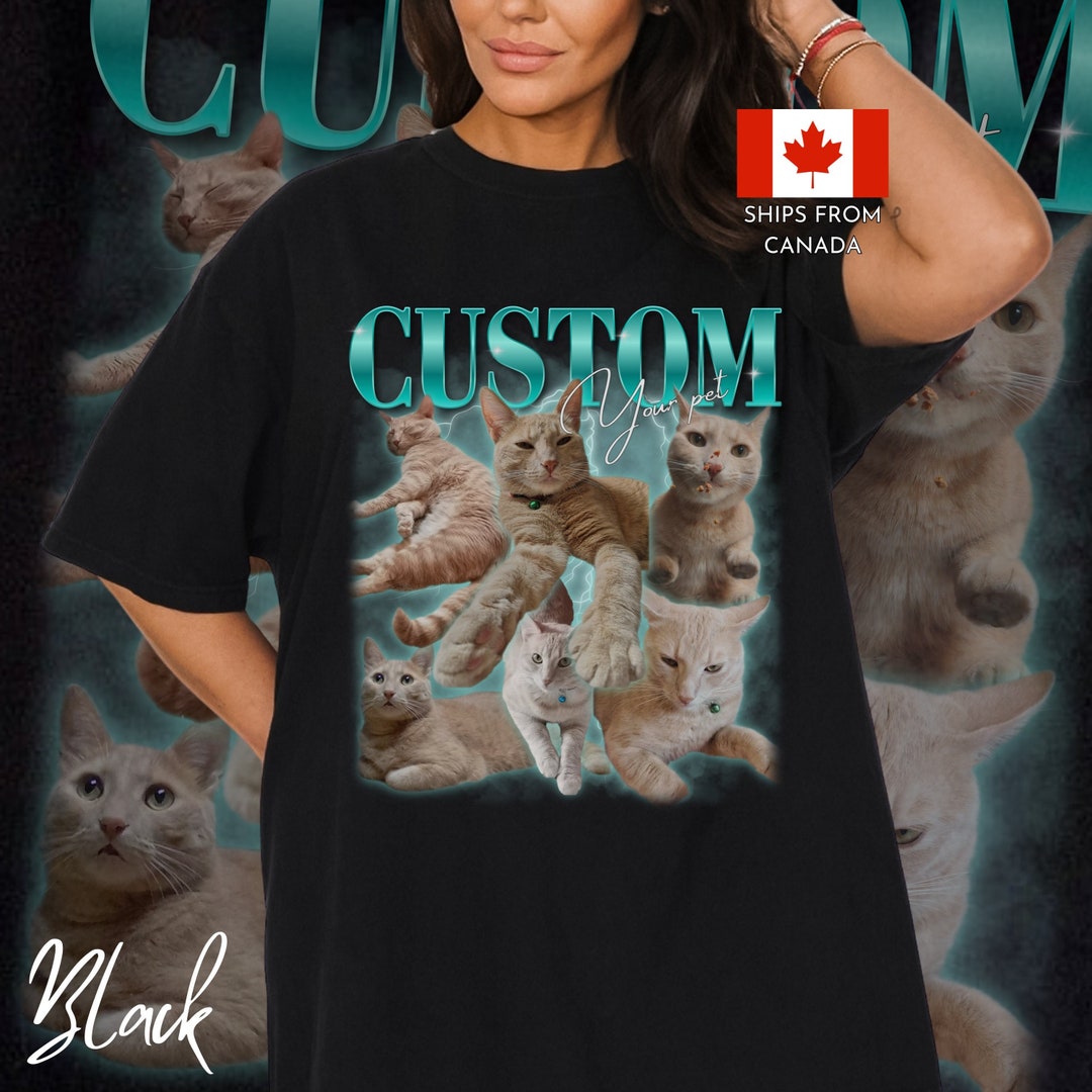 Custom Pet Bootleg Cat Rap Tee Vintage Graphic 90s Tshirt Custom Photo ...