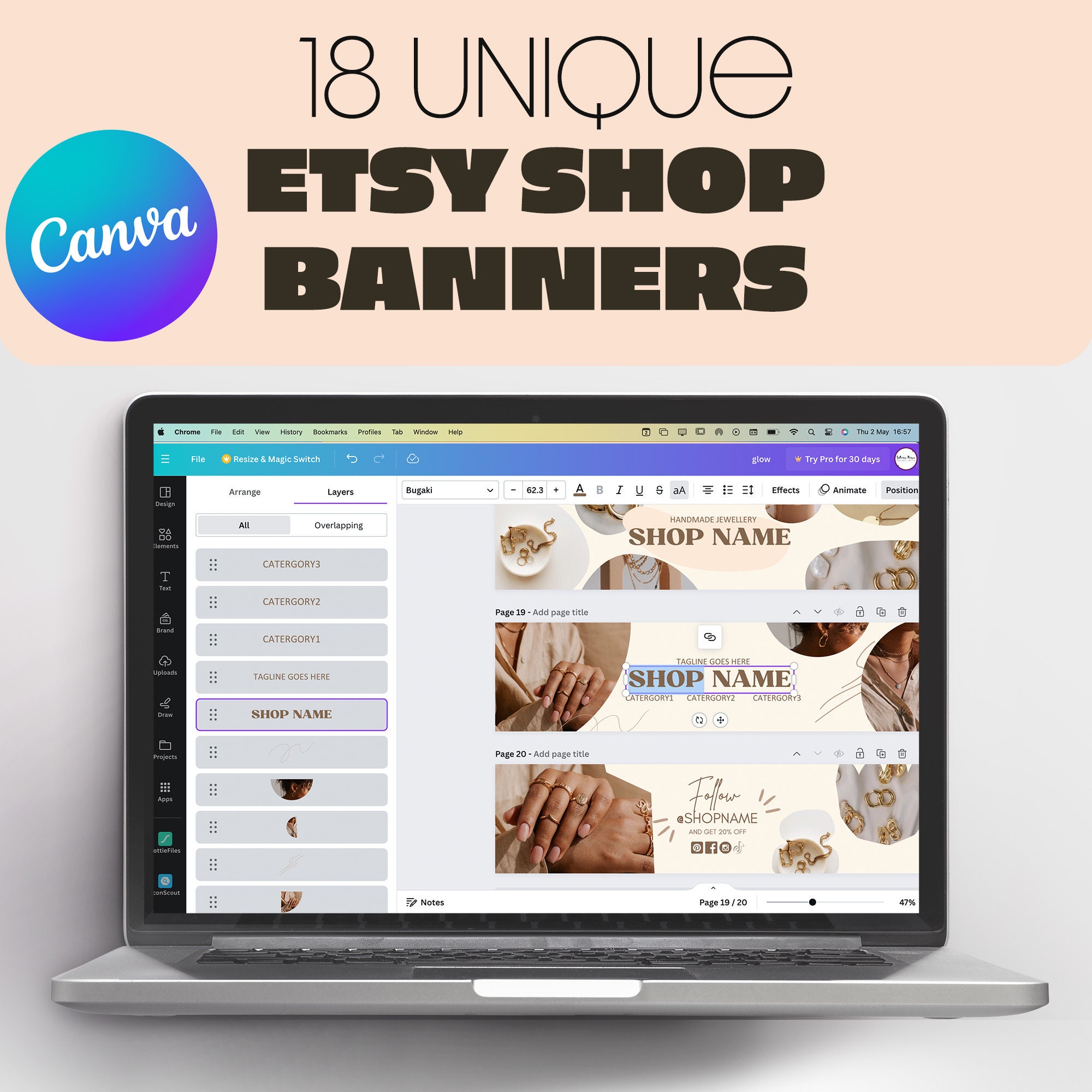 Etsy Shop Banner Templates Canva Branding Etsy Store Design Etsy ...