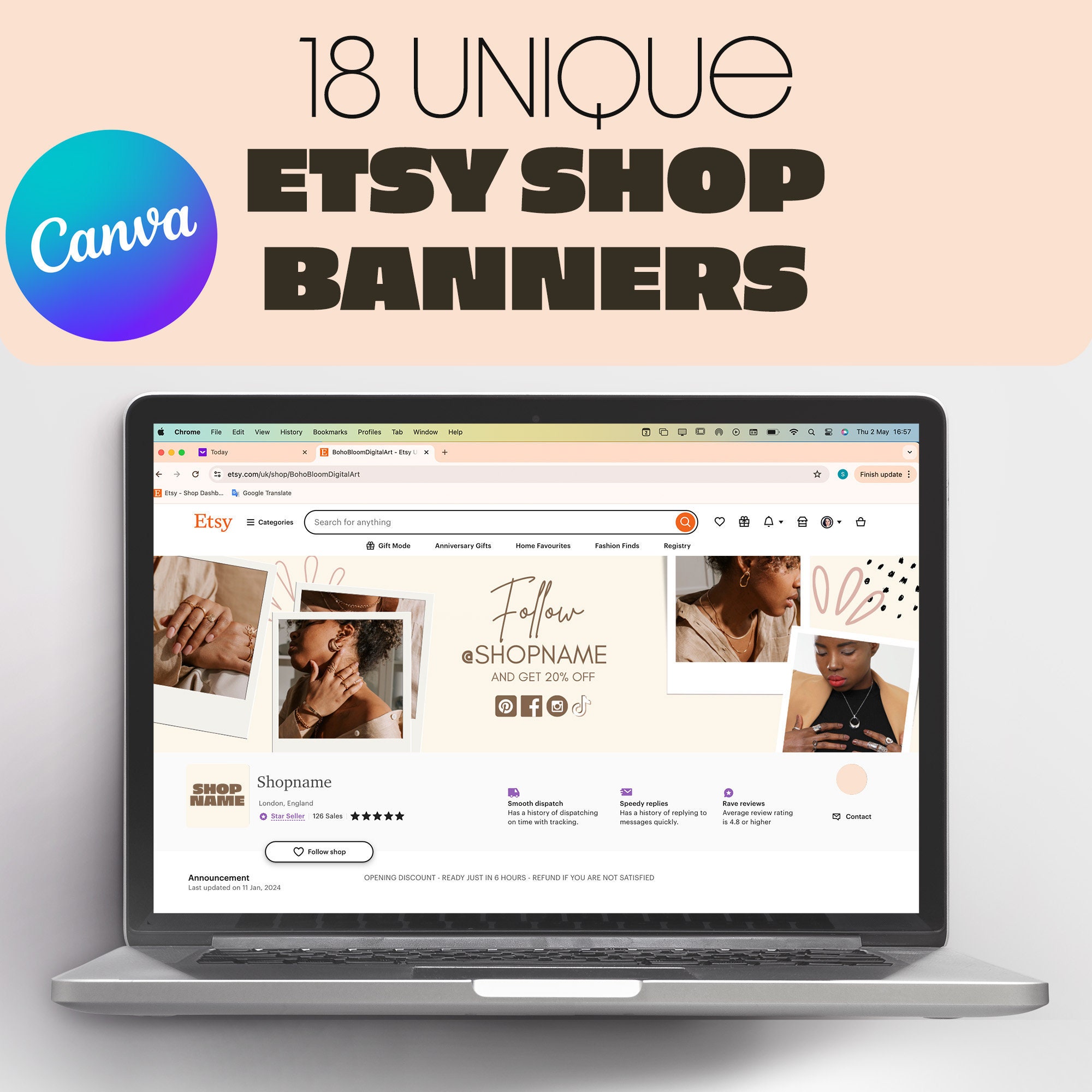 Etsy Shop Banner Templates Canva Branding Etsy Store Design Etsy ...