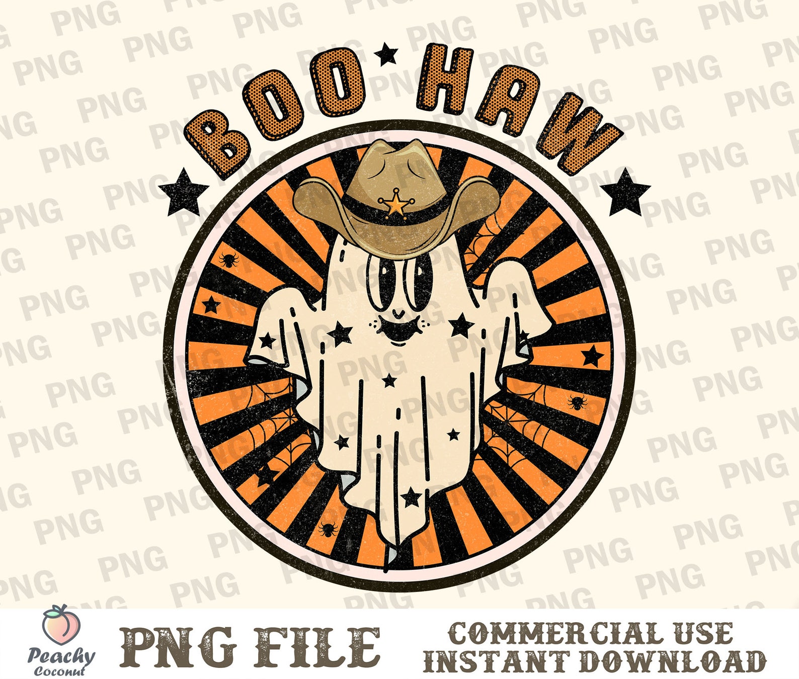 Spooky Boo Haw Png, Western Halloween Png, Retro Cowboy Ghost Png ...