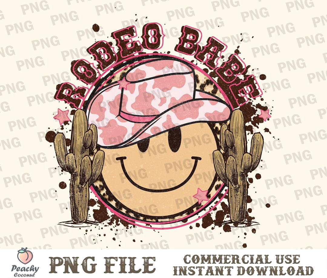 Rodeo Babe PNG, Western Sublimation, Smiley Face Png, Retro Western Png ...