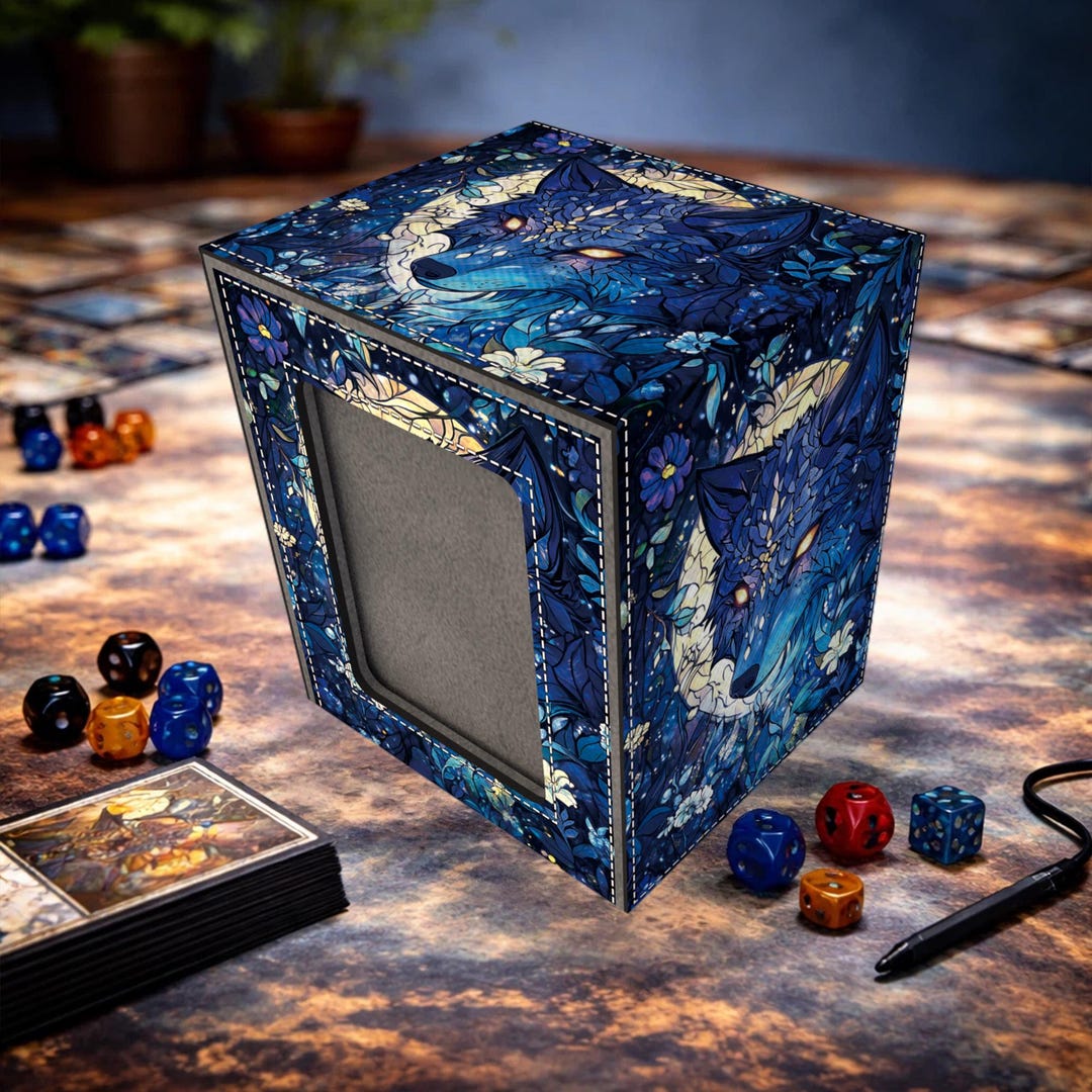Deck Box for MTG Commander, With Window Display ，stained - Glass Wolf ...