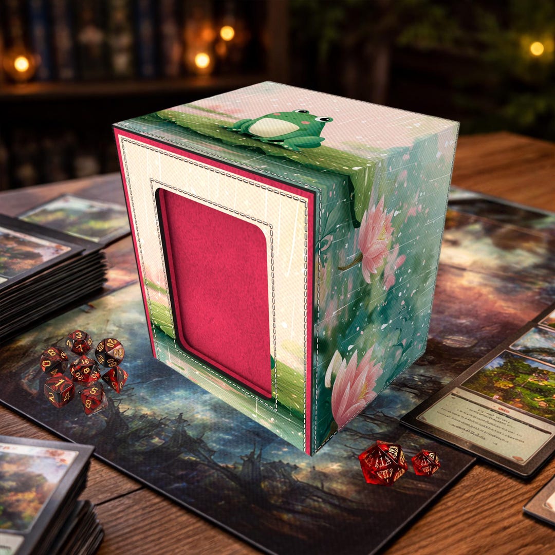 Deck Box for MTG Commander, With Window Display ，frog in Rain - Etsy