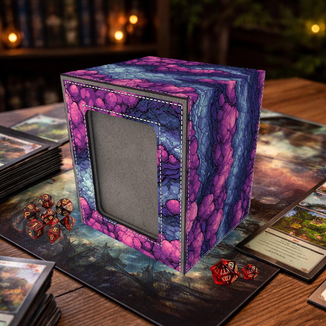 Deck Box for MTG Commander, With Window Display ，retro Pixel Wave ...