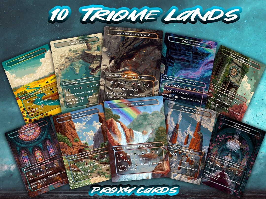 10x Pixel Style Triome Lands Pack, Contains 10 Unique Custom Agent ...
