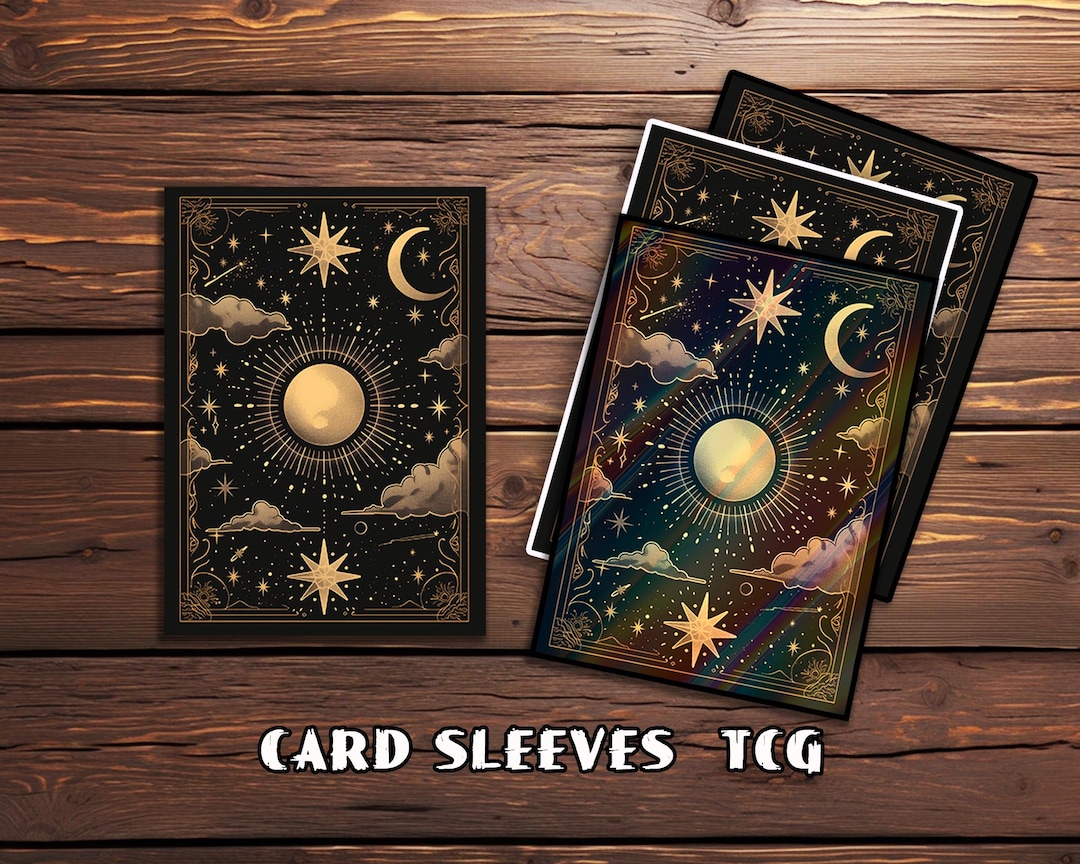 Celestial Gold & Black Art MTG Card Sleeves, Art Card Sleeves, 100 ...