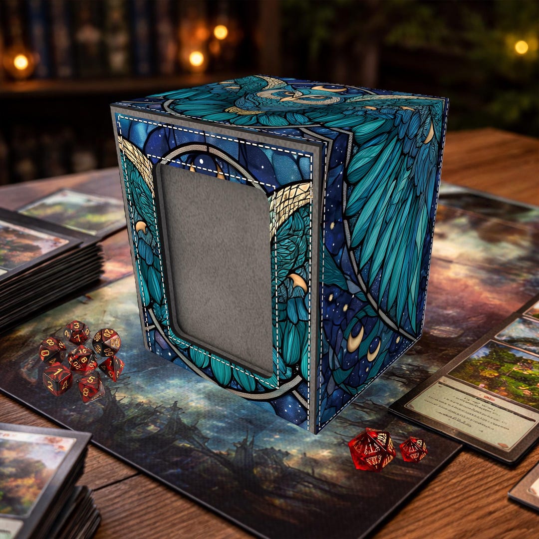 Deck Box for MTG Commander, With Window Display ，stained Glass Owl - Etsy