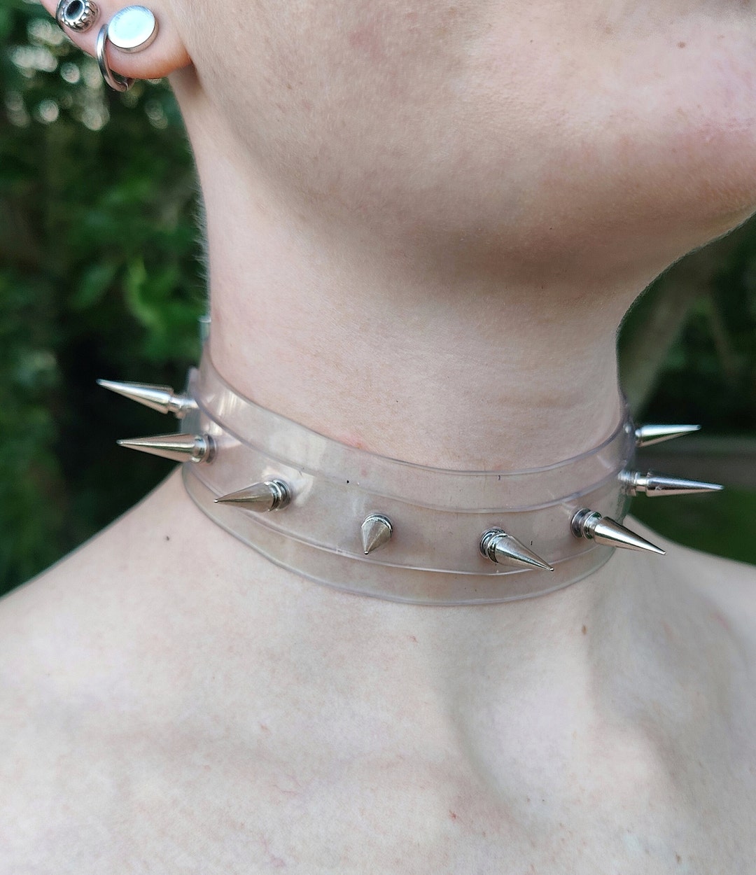 Handmade See Through PVC Collar With Spikes - Etsy