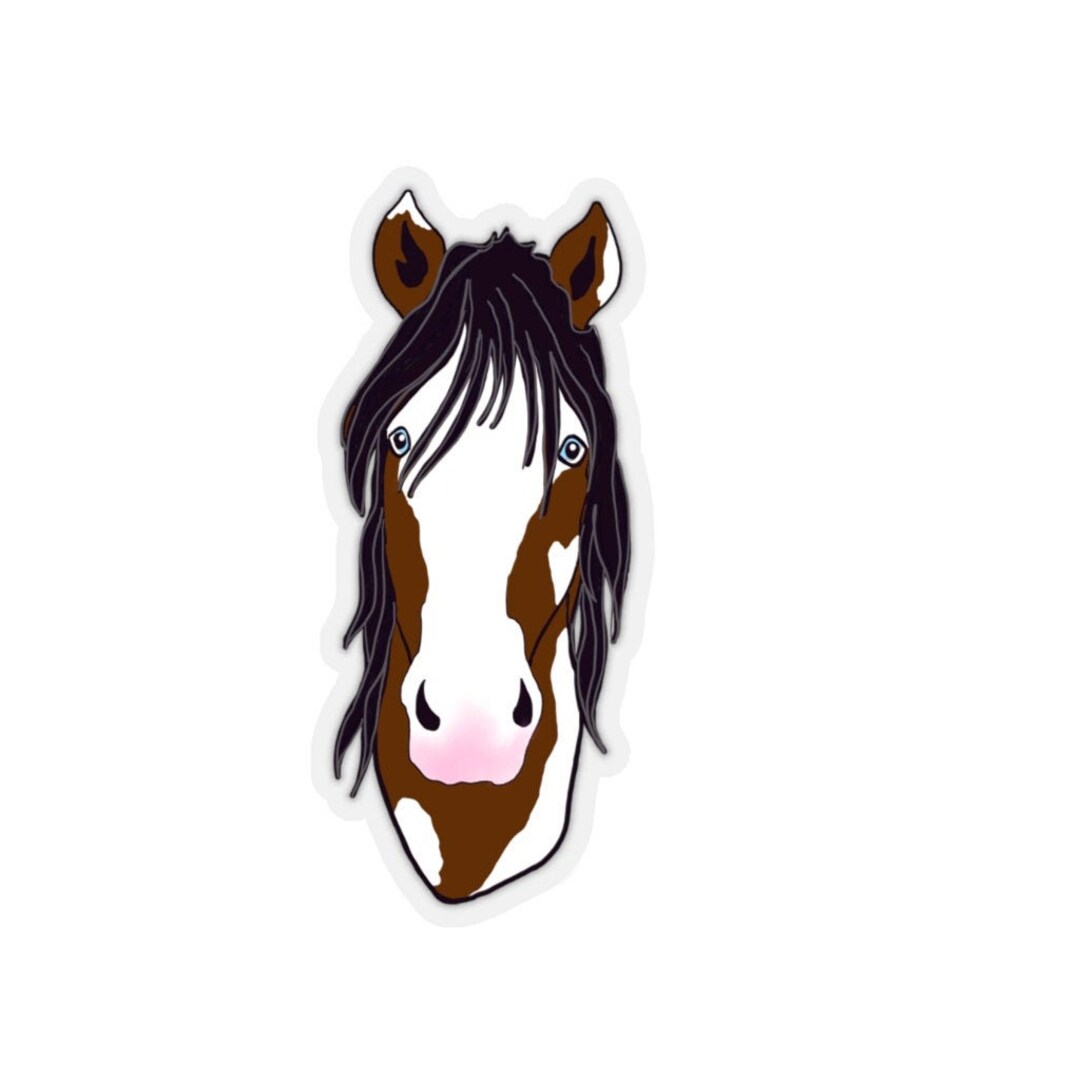Paint Horse Sticker Blue Eyes Original Illustration Horses Pony Cute ...
