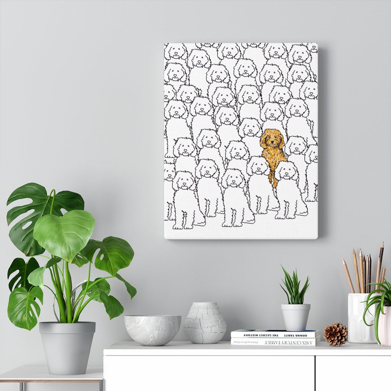 Goldendoodle Art Line Drawing Abstract Art Print Canvas | Etsy
