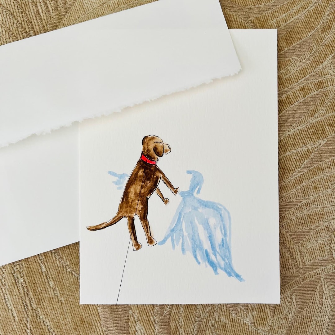 Angel Wings Walking the Dog Labrador Retriever Chocolate Lab Puppy ...