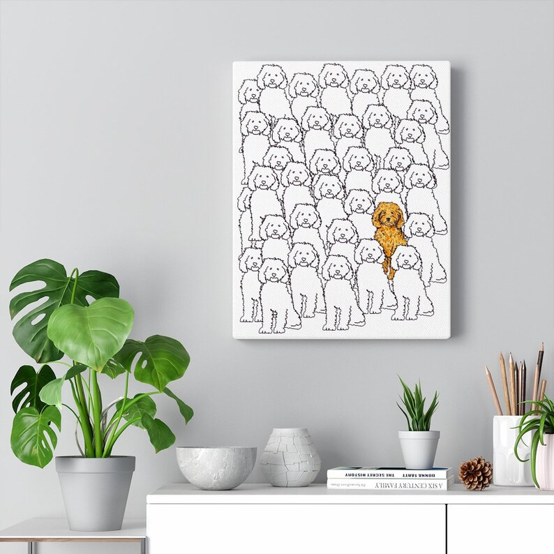 Goldendoodle Art Line Drawing Abstract Art Print Canvas - Etsy
