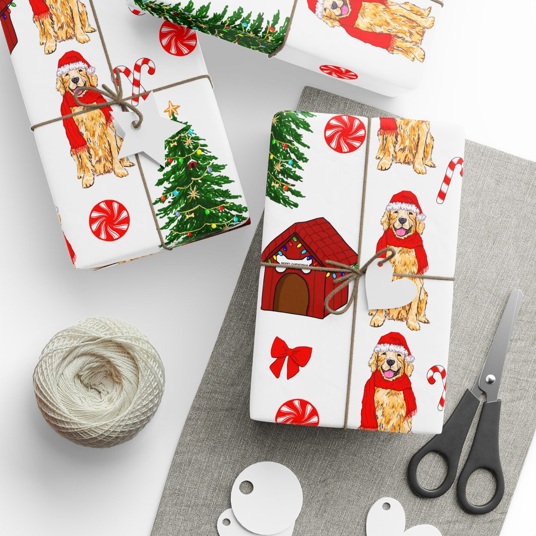 A New Golden Retriever Wrapping Paper Christmas Puppy Puppies Birthday ...