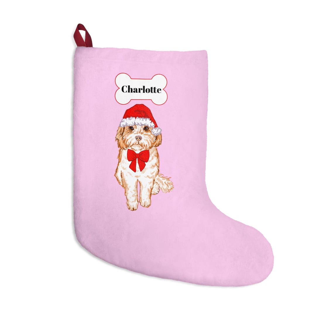 Pink Cavapoo Custom Personalized Christmas Stocking Holiday Gift for ...