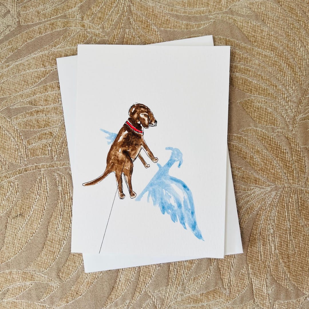 Angel Wings Walking the Dog Labrador Retriever Chocolate Lab Puppy ...