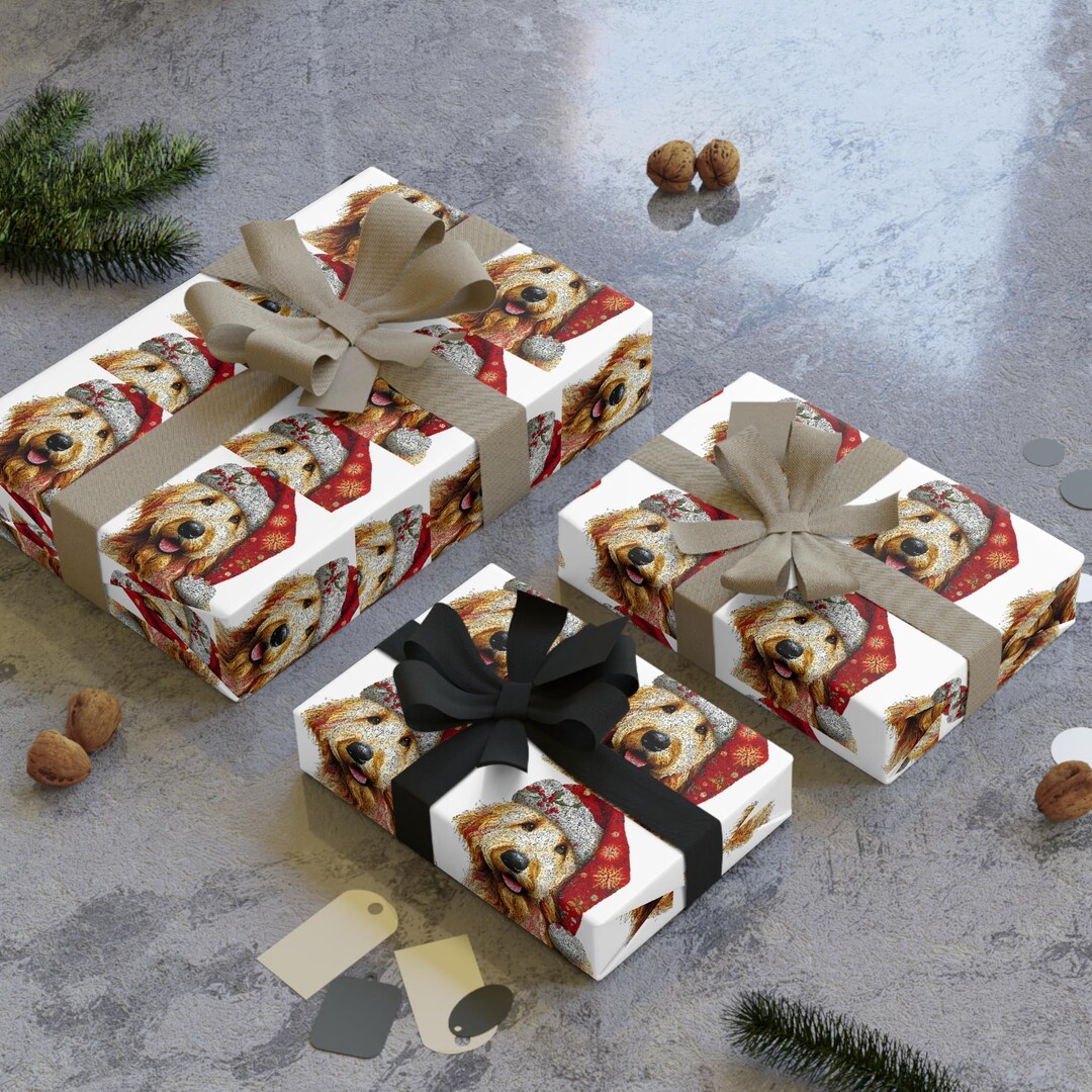 Quilted Golden Retriever Wrapping Paper Gift Wrap Doodle Lover ...