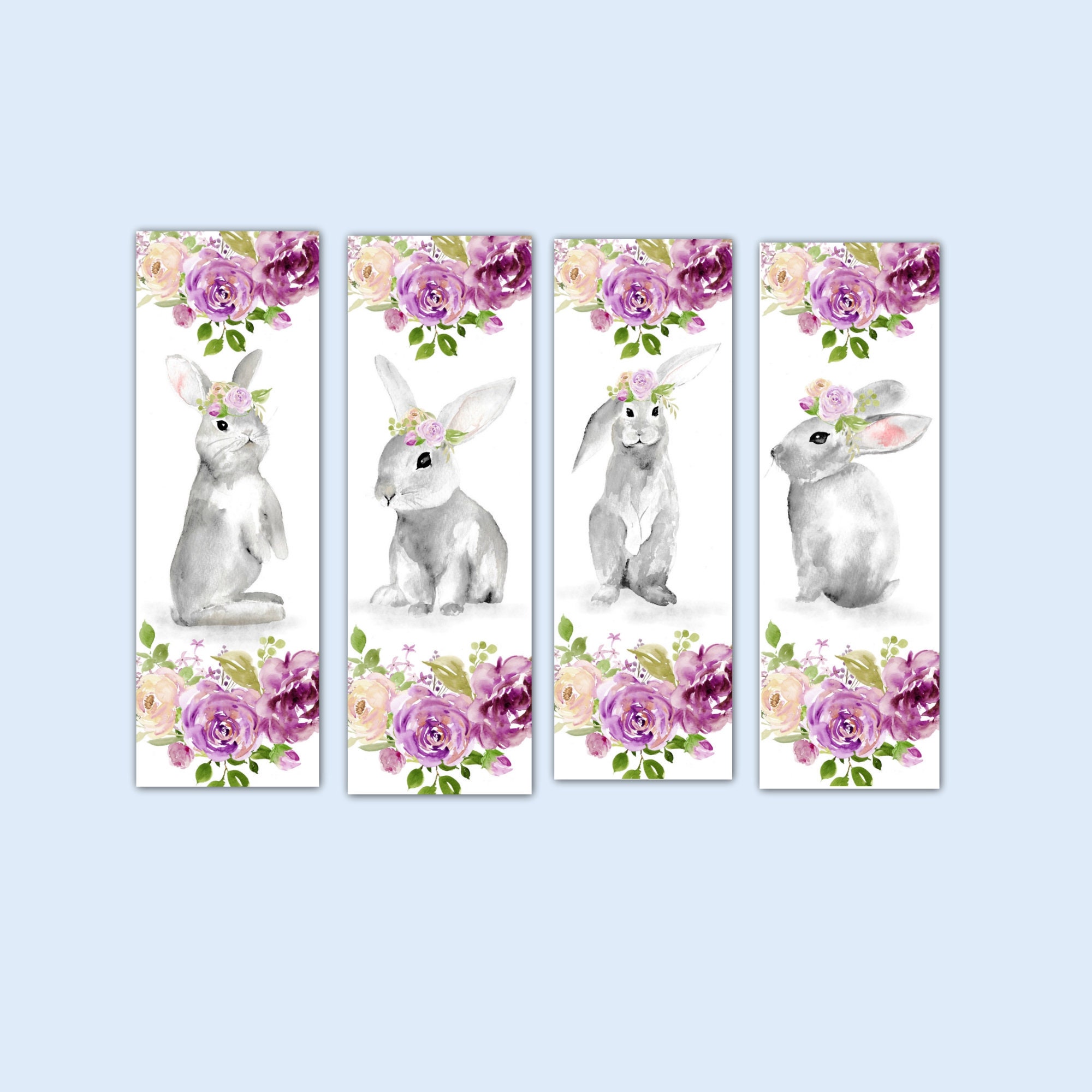 Printable Set 4 Bunny Bookmarks Page Marker Planner Divider | Etsy