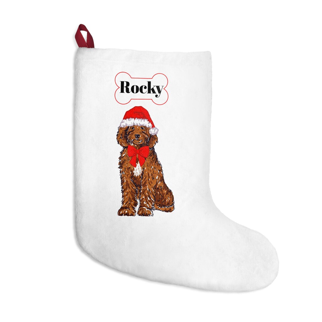Goldendoodle Christmas Stocking Red White Tuft Holiday Gift Labradoodle ...