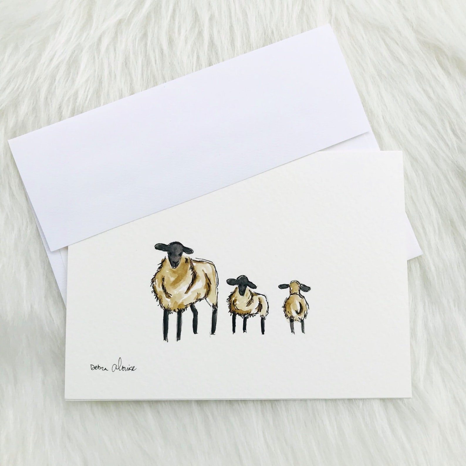 Greeting Card Sheep Family Portrait Lamb Sheep Mothers Day - Etsy