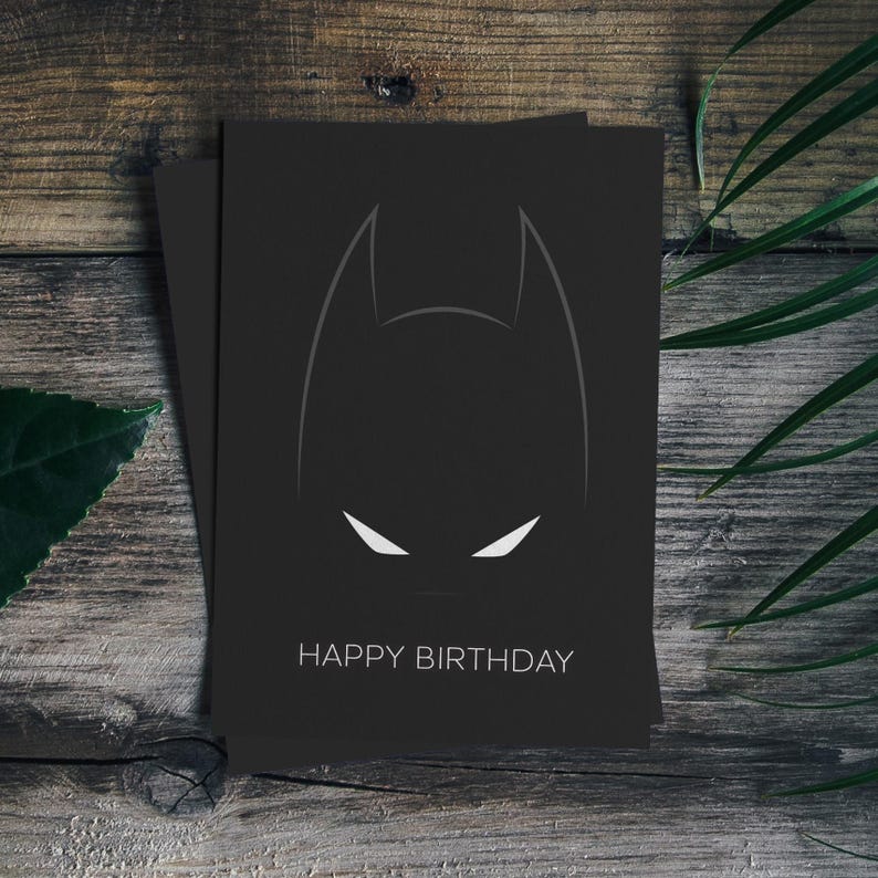 Batman Birthday Card Minimalist Batman Card Greetings Card Superhero ...