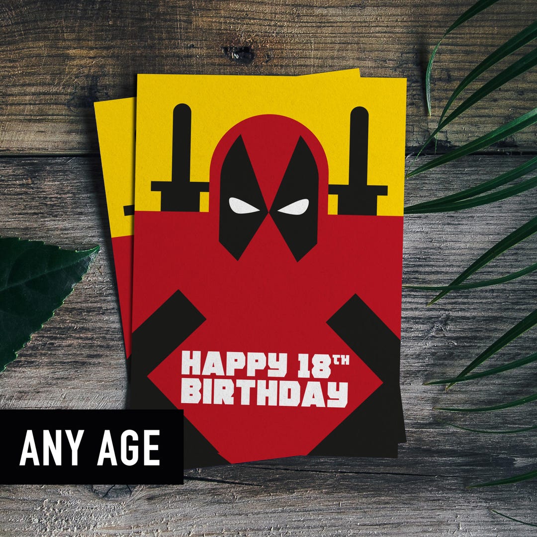 Any Age Deadpool Birthday Card Personalised Geometric Deadpool Card ...