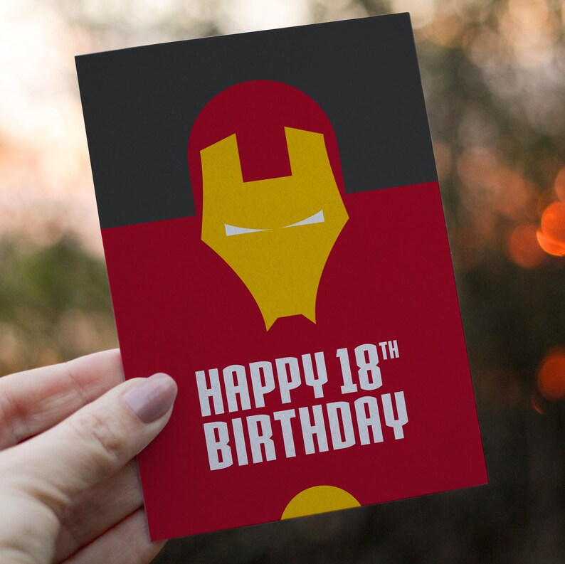 Any Age Iron Man Birthday Card Personalised Geometric Iron Man Card ...