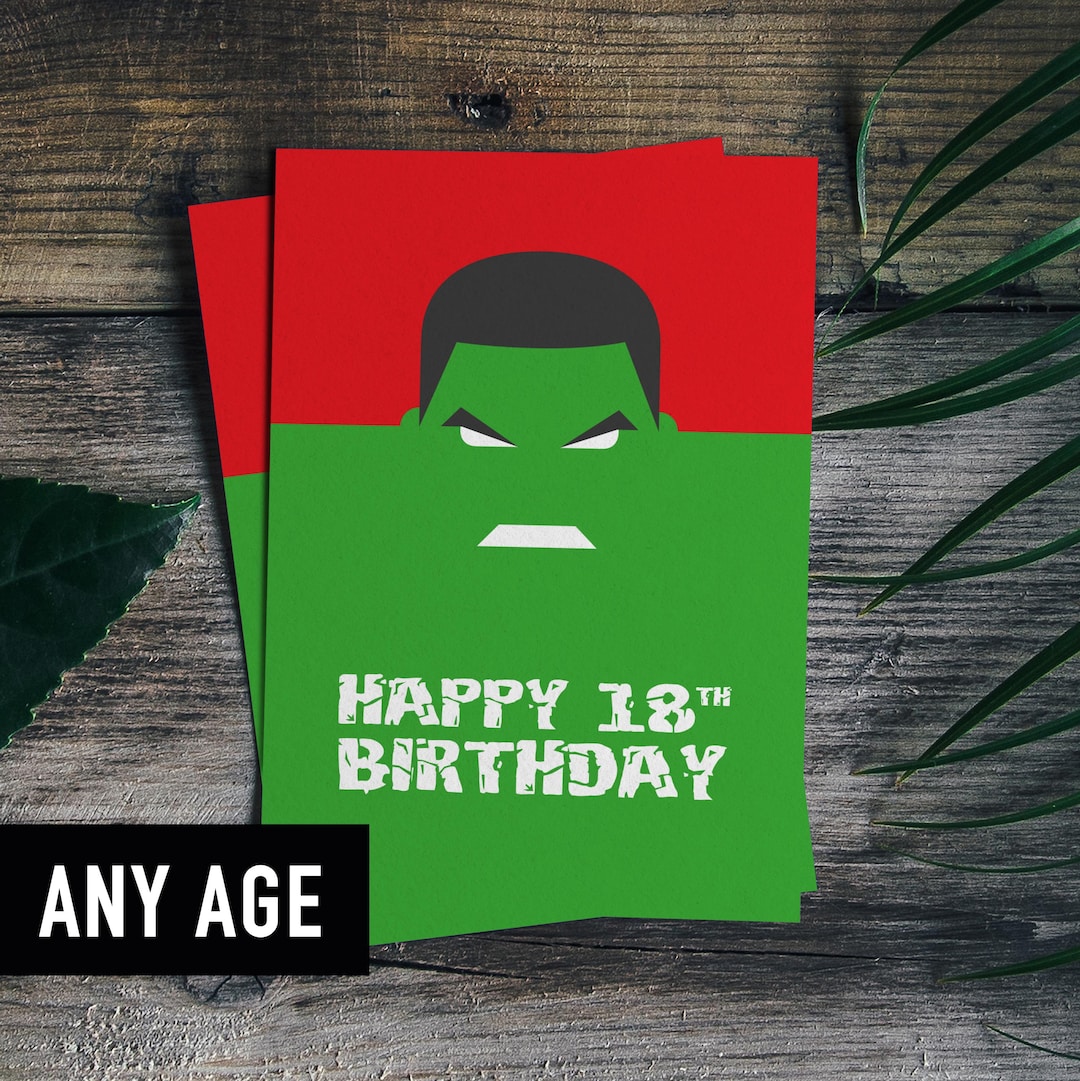 Any Age Incredible Hulk Birthday Card Personalised Geometric Hulk Card ...