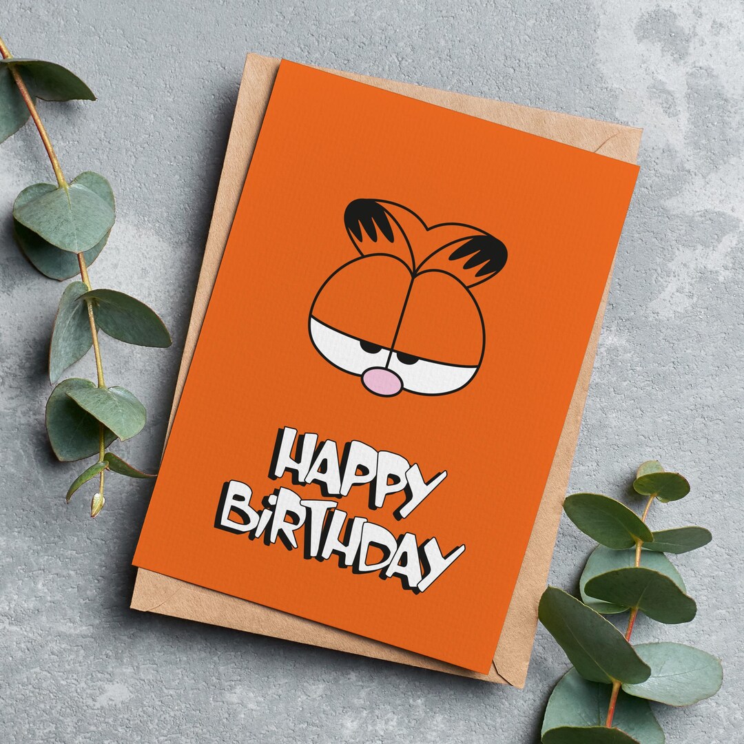 Garfield Birthday Card Garfield Face Design I Hate Mondays One of Our ...