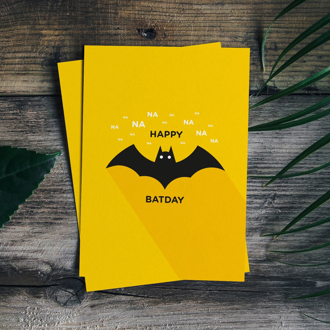 Bat Man Birthday Card Happy Batday Card Superhero Card Celebration Card ...