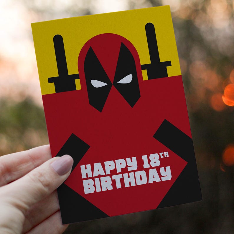 Any Age Deadpool Birthday Card Personalised Geometric Deadpool Card ...