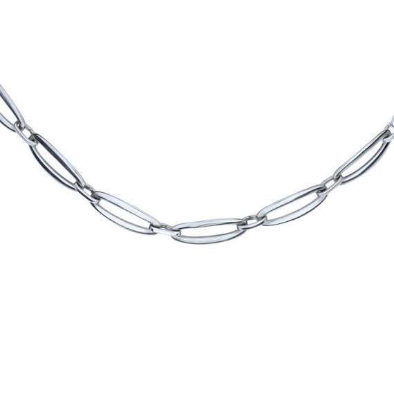 Vintage Sterling Silver 18" Fancy Oval Link Necklace - Gem
