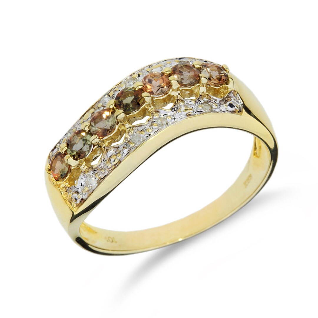 10K Yellow Gold Andalusite & Natural Diamond Ring - Etsy Australia