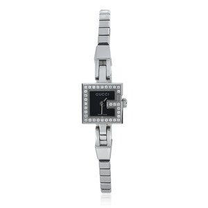 Gucci 102G Mini Stainless Steel and .16ctw Natural Diamond Black Dial ...