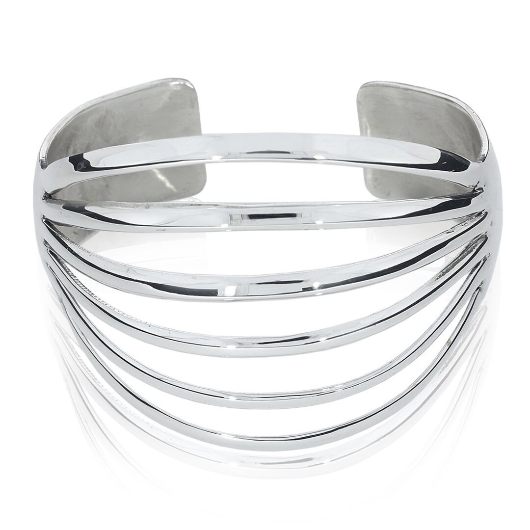 Wilson Begay Native American Sterling Silver Vintage 6 Ribbed Open Cuff ...