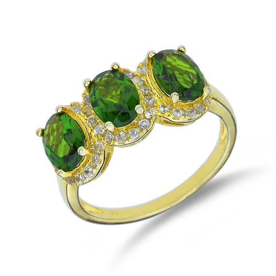 russian diopside ring sterling - Gem