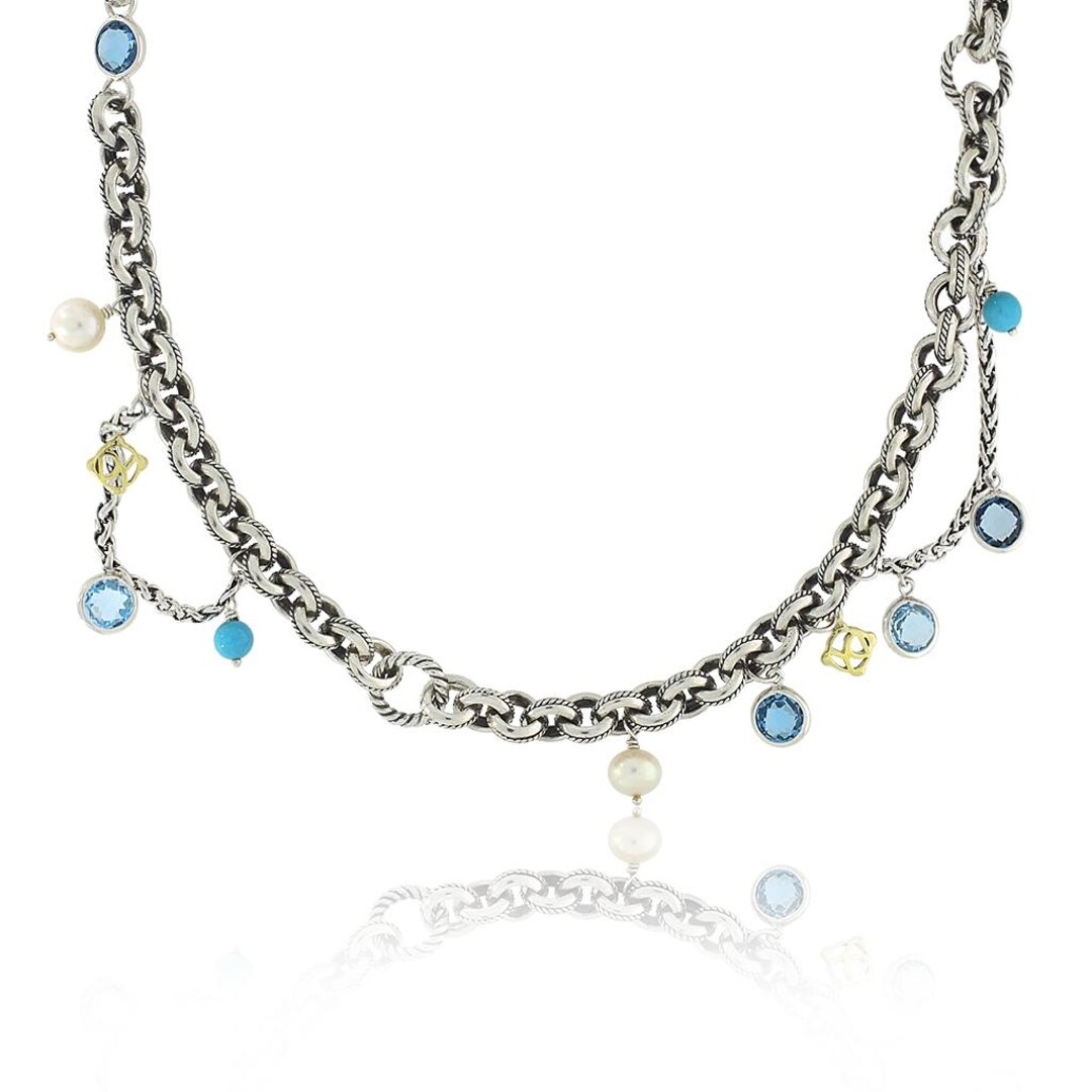 David Yurman Old World 18K Yellow Gold and Sterling Topaz and Pearl 30 ...