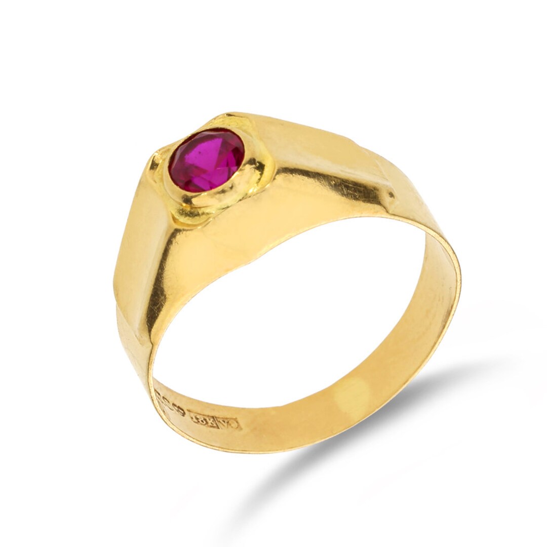 Vintage Swedish 18K Gold Ruby Band Ring - Etsy