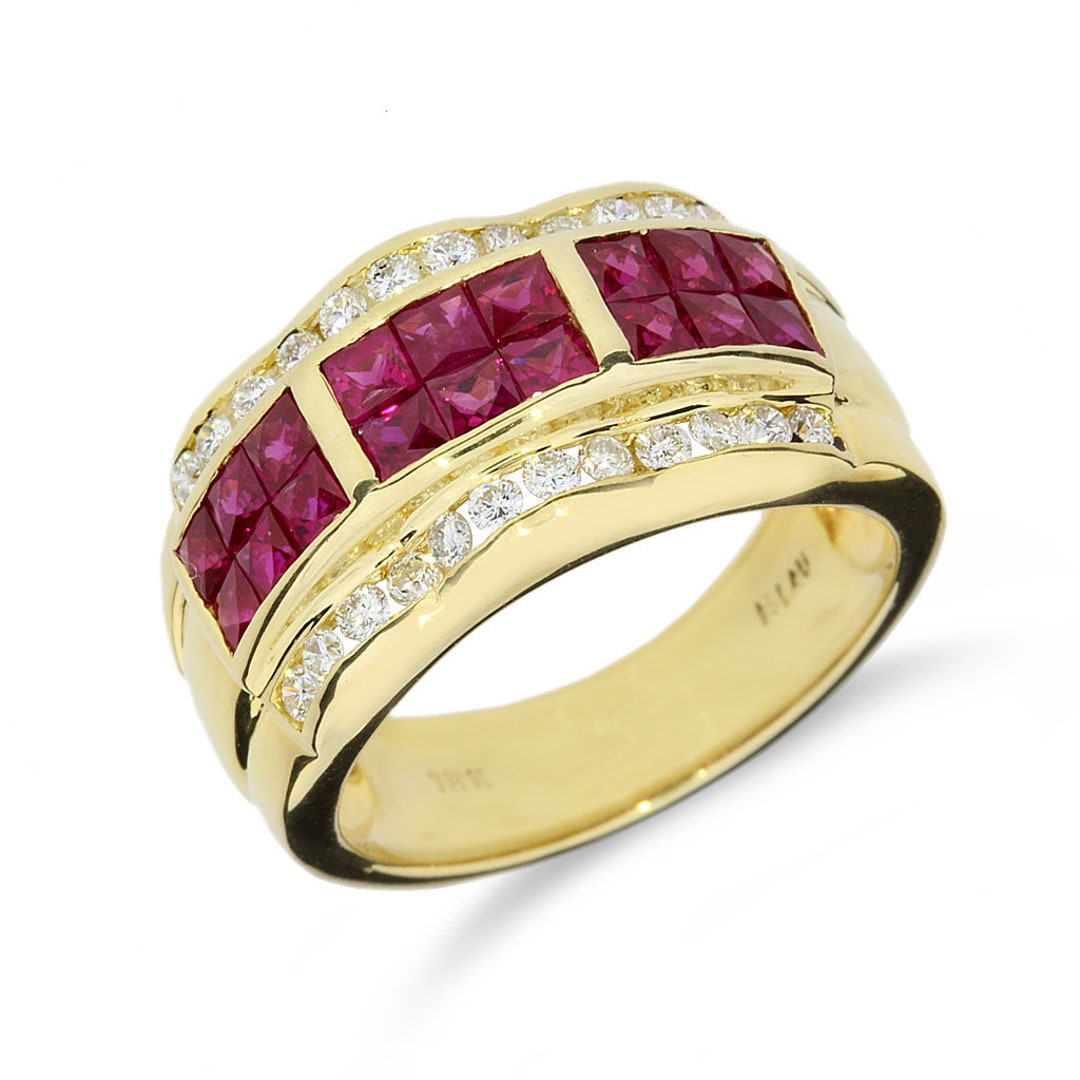 Frank Lau 18K Yellow Gold Ruby & Natural Diamond Ring - Etsy