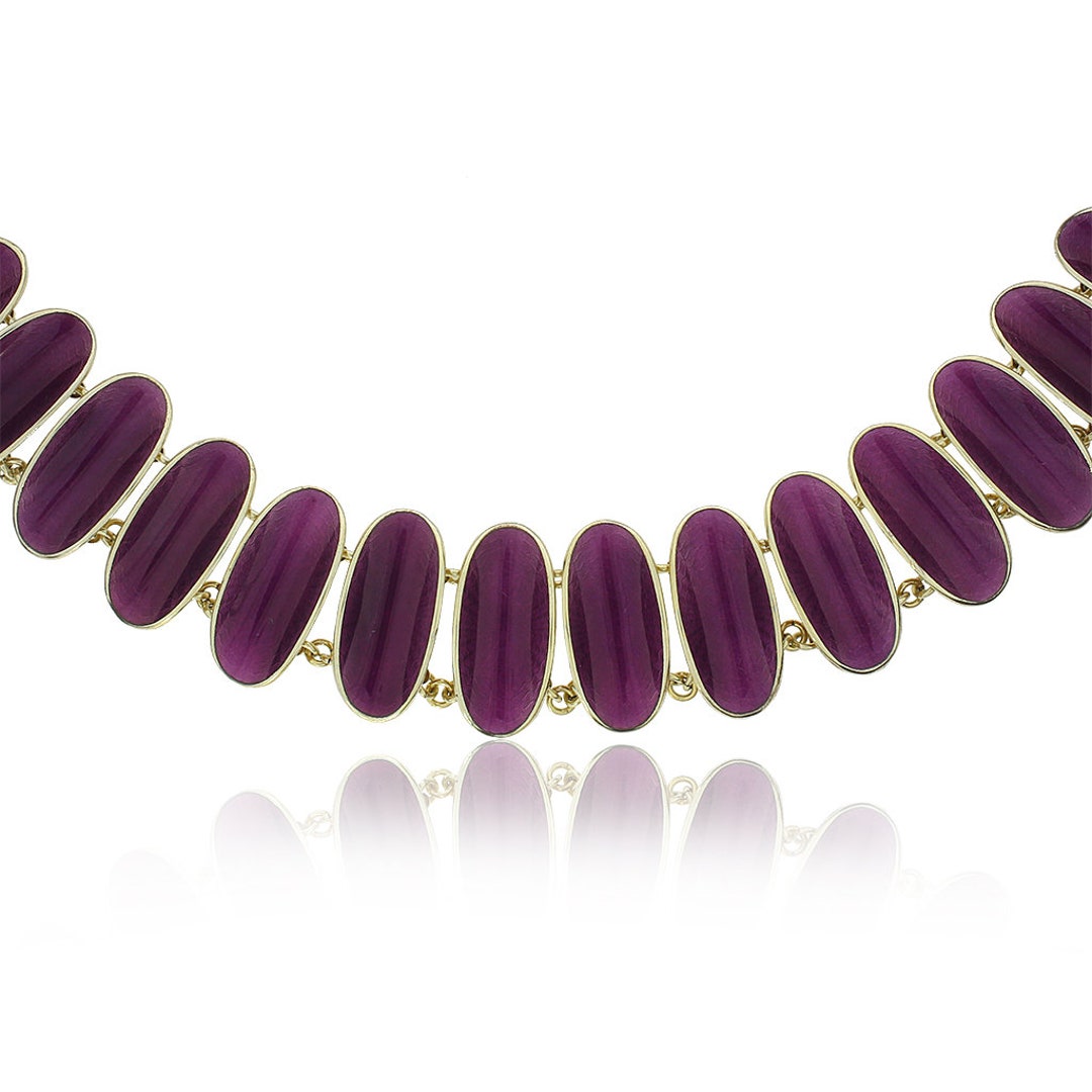 David Andersen, Willy Winnaess Designed Vintage Norway 15 1/4 Oval Purple Guilloche Enamel ...