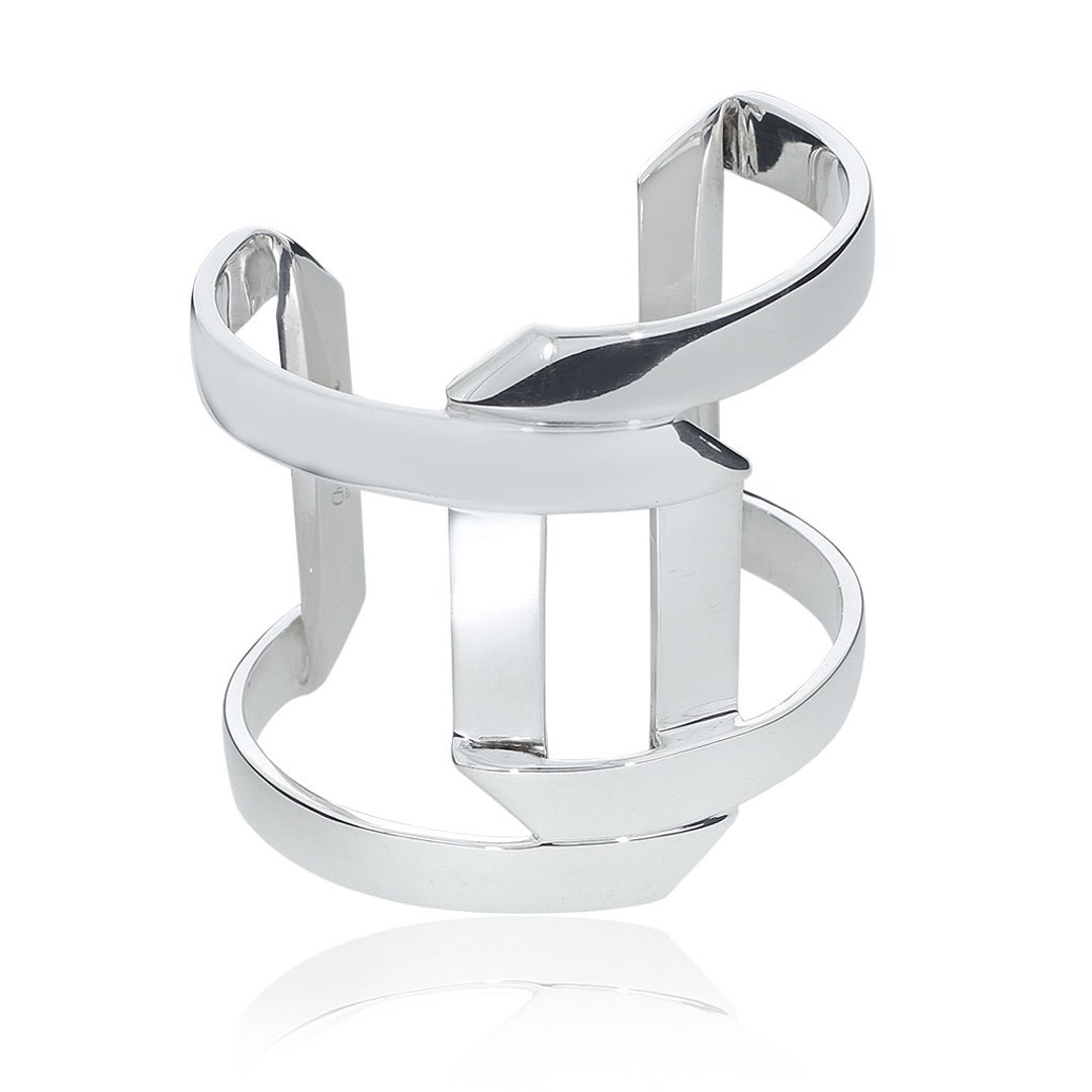 Christofle of France Pliage Sterling Silver Double Cuff Iconic Modern ...