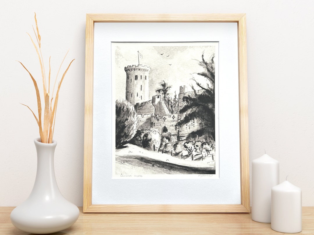 Warwick Castle Art Print: Medieval Pen and Ink Drawing - Etsy