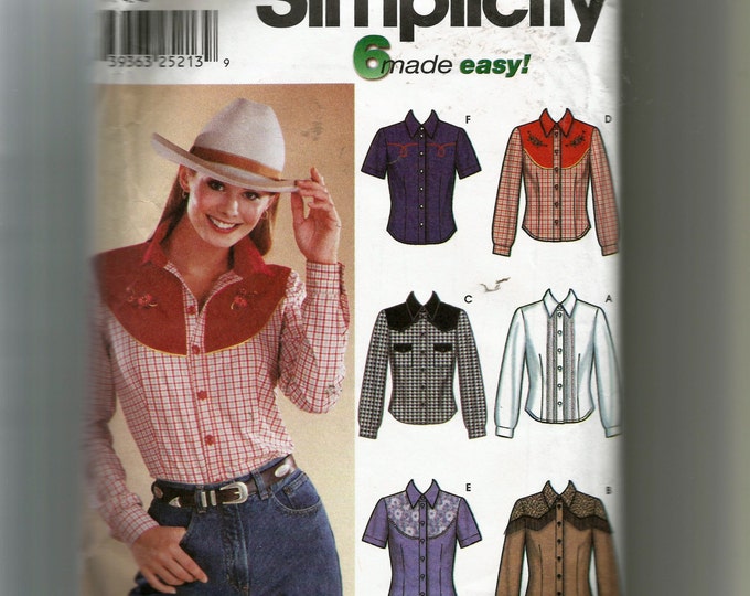 Simplicity Misses' Western Shirt Pattern 9877 - Etsy