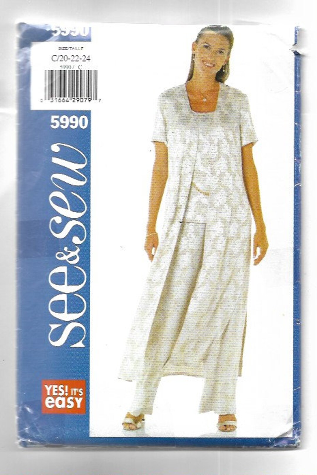 Butterick Misses'/miss Petite Duster, Top & Pants Pattern 5990 - Etsy