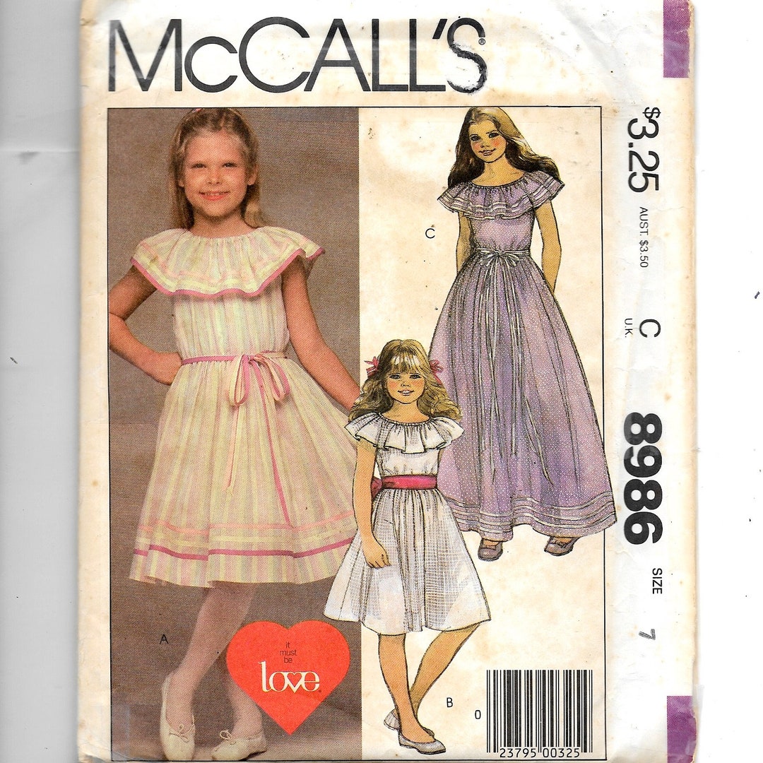 Mccalls Girls' Dress Pattern 8986 - Etsy