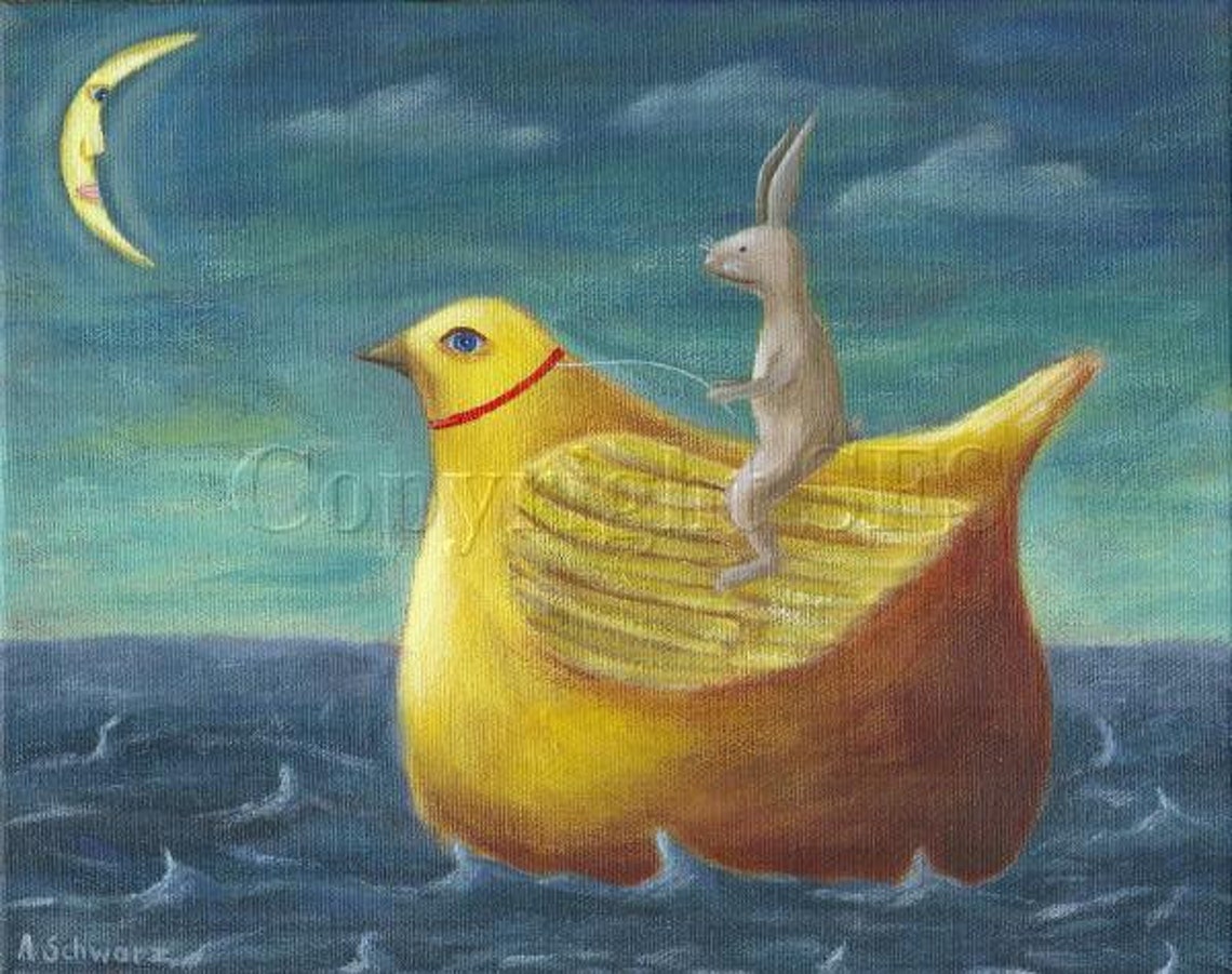 Whimsical PRINT, Rabbit Illustration, Cute Art, Art for Children ...