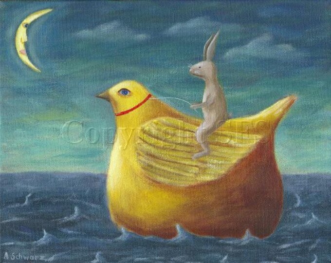 Whimsical PRINT Rabbit Illustration Cute Art Art for - Etsy