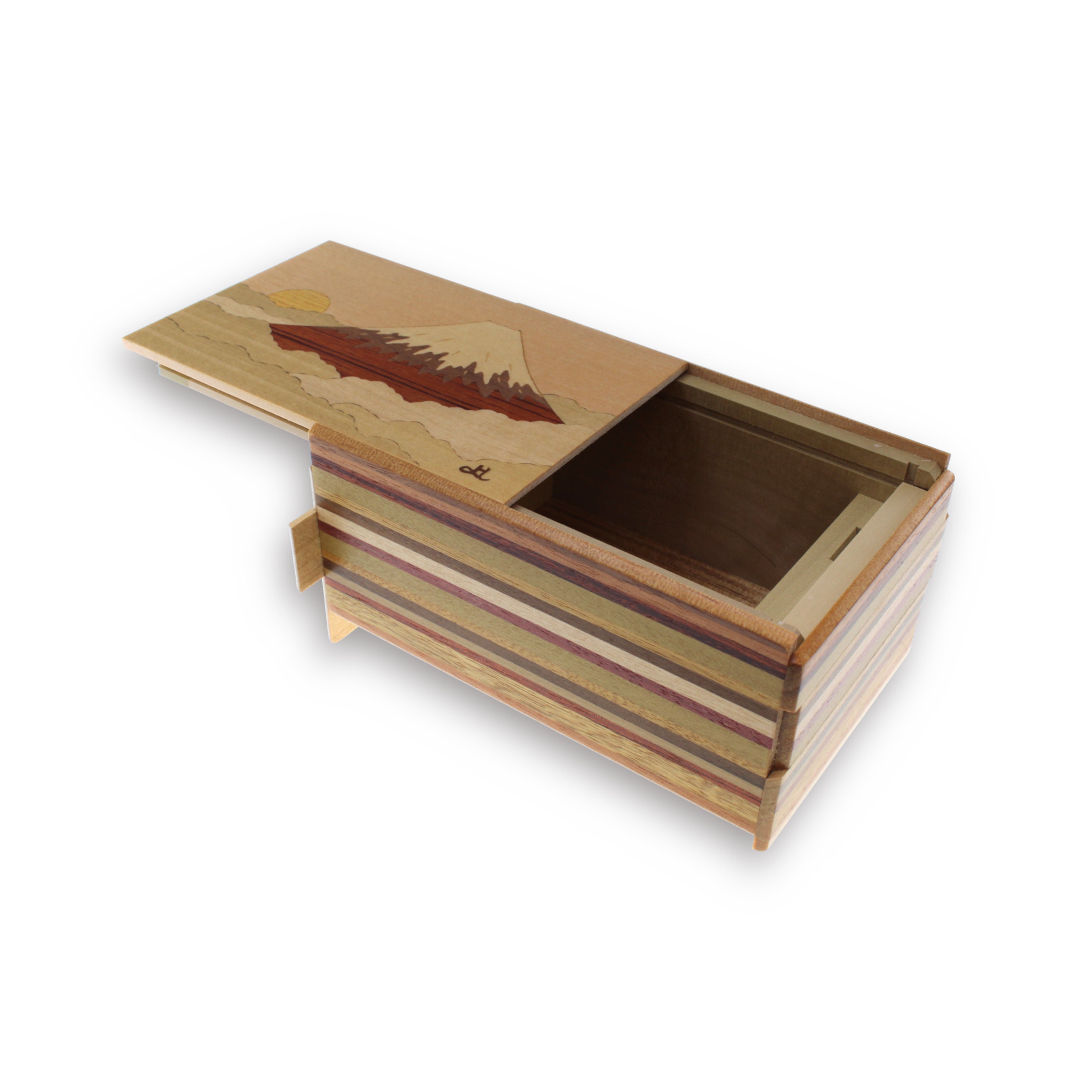 Japanese Puzzle Box 5 Sun 12 Step +1 Hinode-fuji Wood Puzzle Box ...