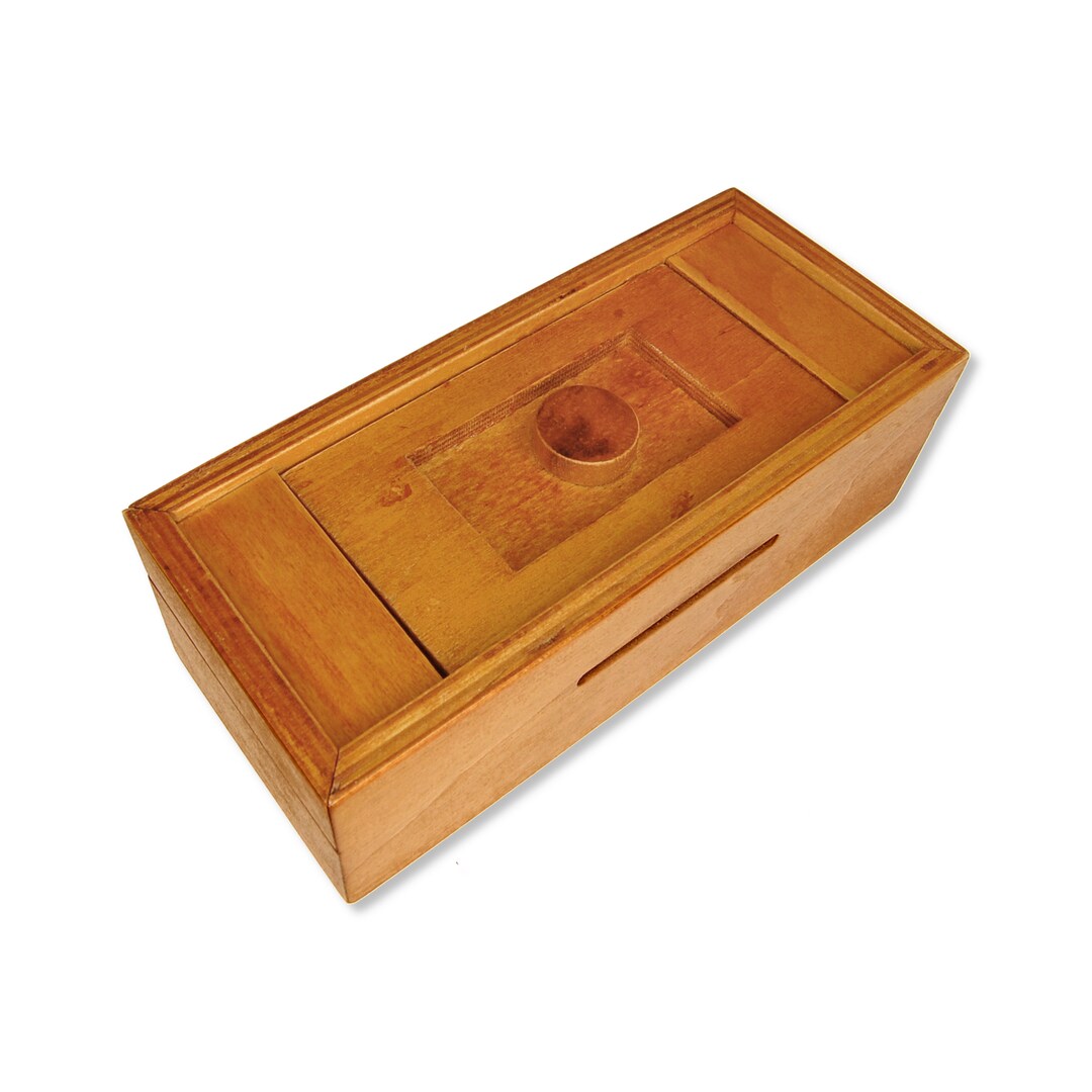 Secret Opening Box Button Bank. Wood Puzzle, Brain Teaser, Game ...