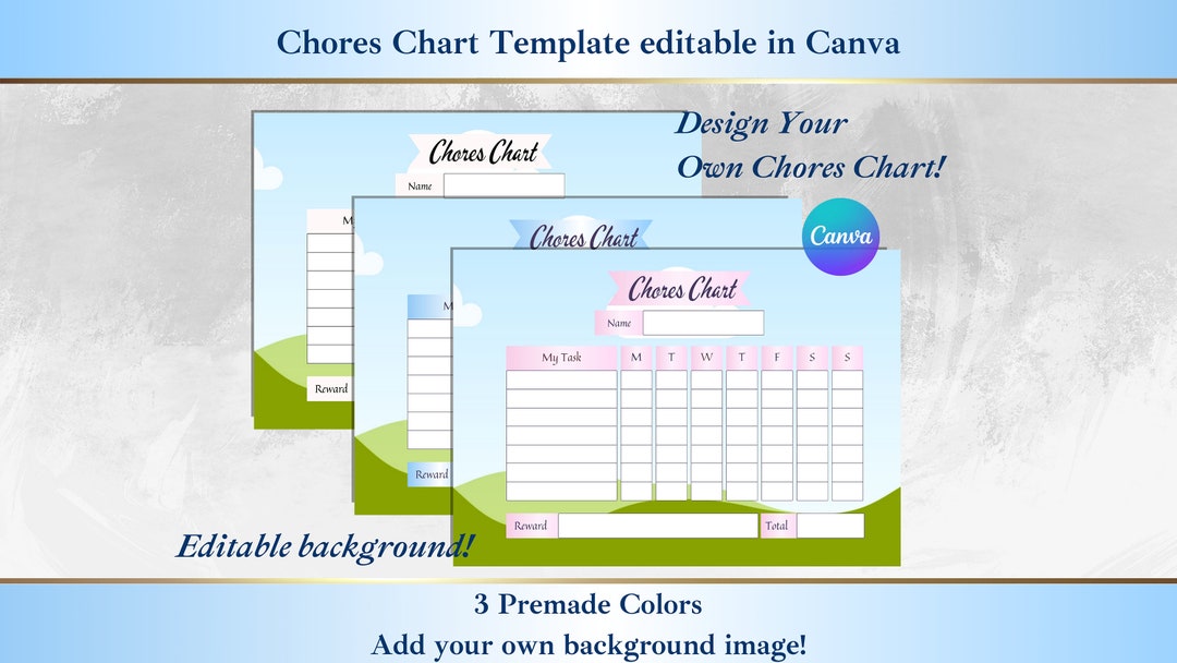 Printable Sick Chart Editable Chore Chart Canva Template 3 Premade ...